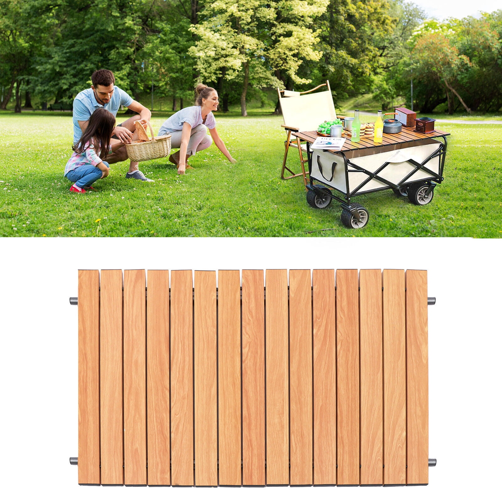 Fetcoi Foldable Wagon Utility Cart with Table Board, Wood Grain ...