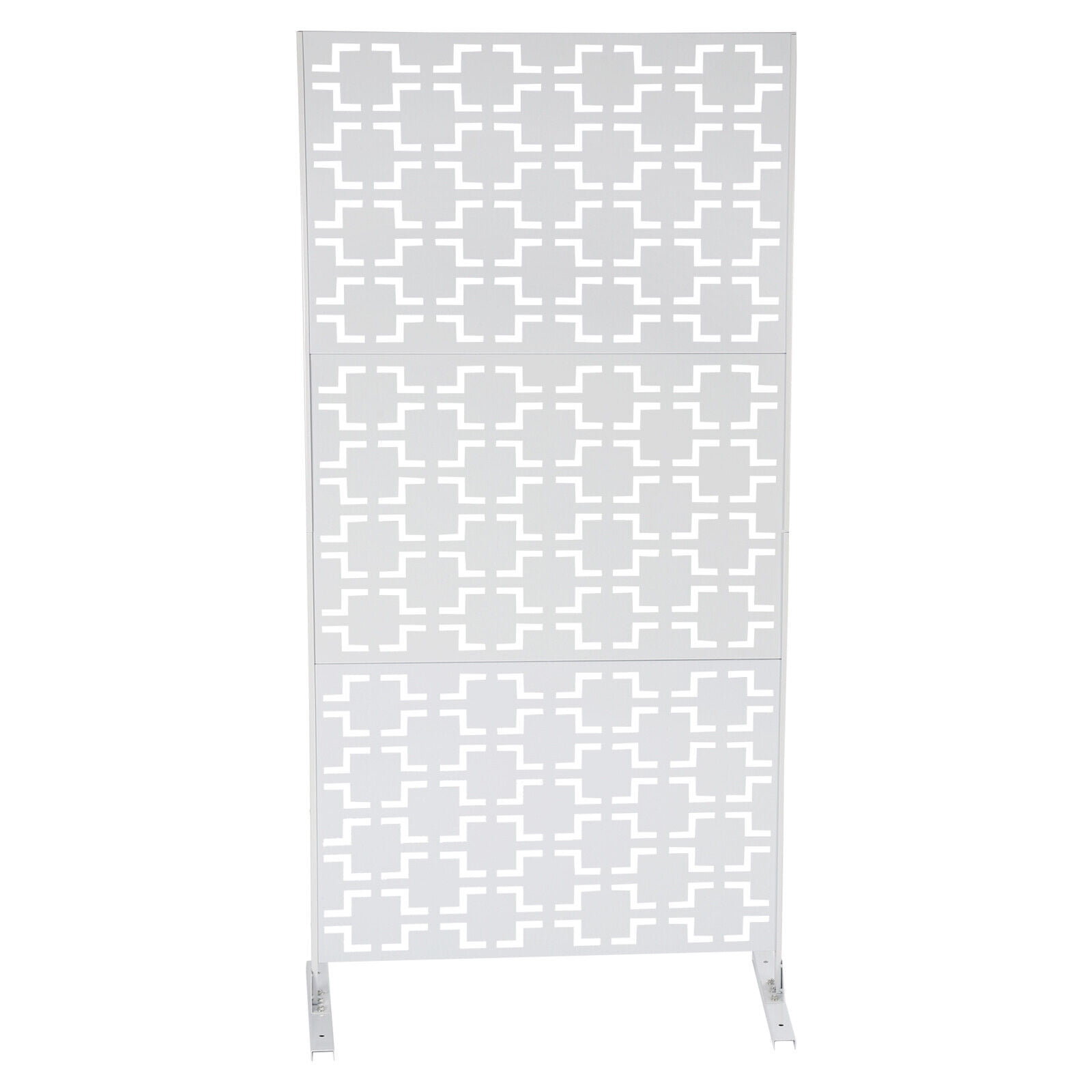 FETCOI Modern Outdoor Decorative Privacy Screen Metal Panel+Stand ...