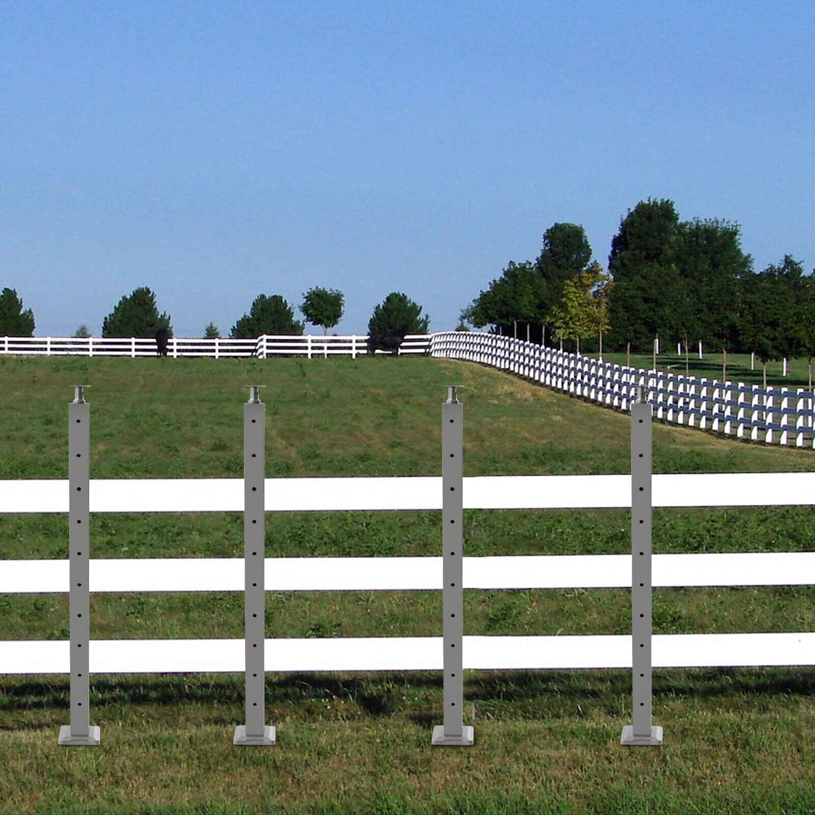 FETCOI Modern Stainless Cable Railing Post Kit Stair Handrail Step ...