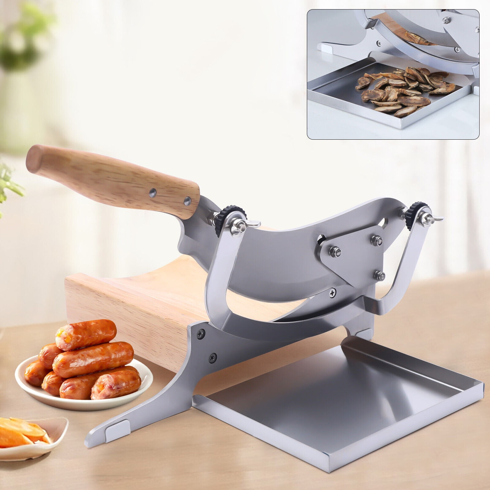 FETCOI Stainless Manual Meat Slicer Adjustable Chinese Medicine Cutter ...