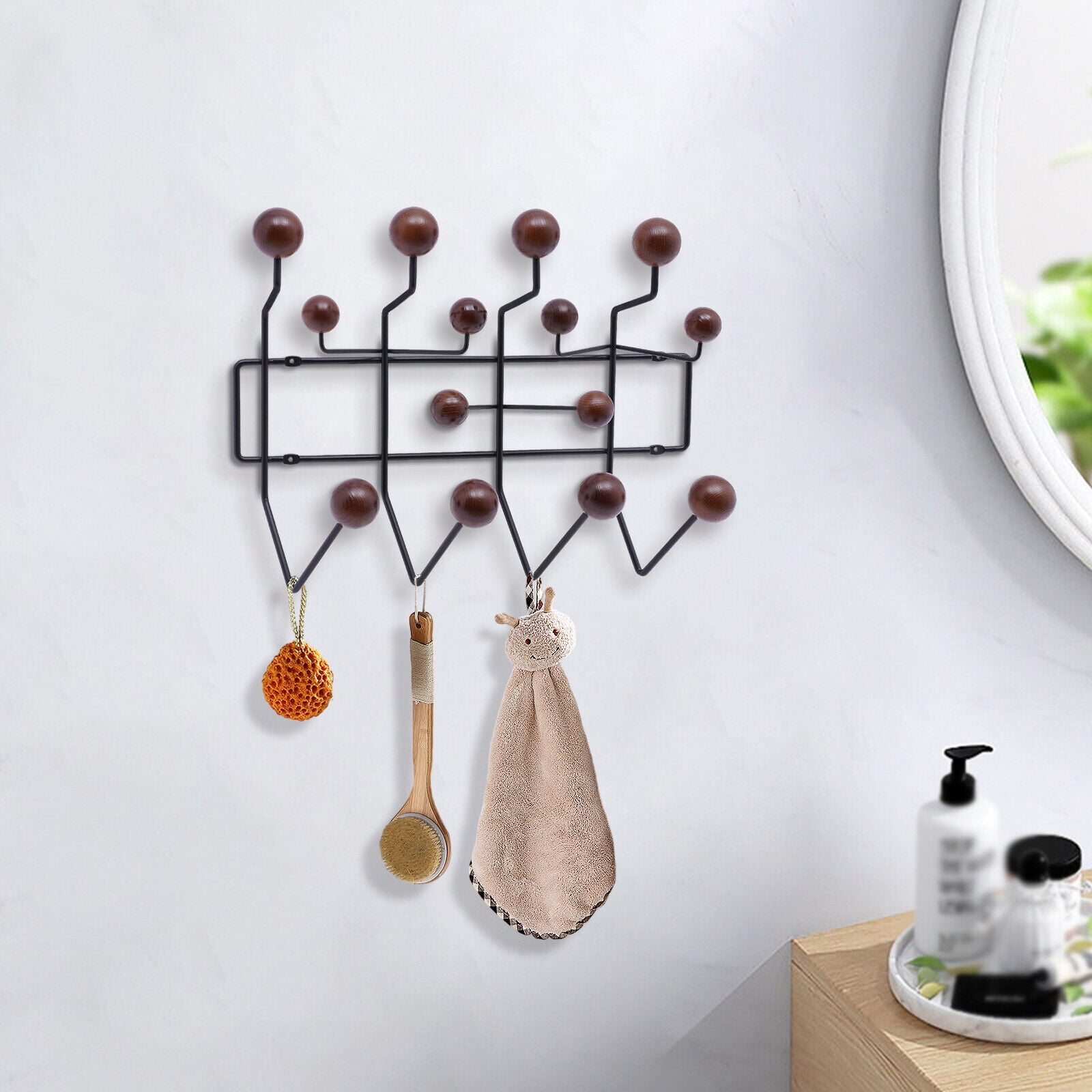 FETCOI Wall-Mounted Coat Rack, Walnut Wooden Wall Mounted Modern Coat ...