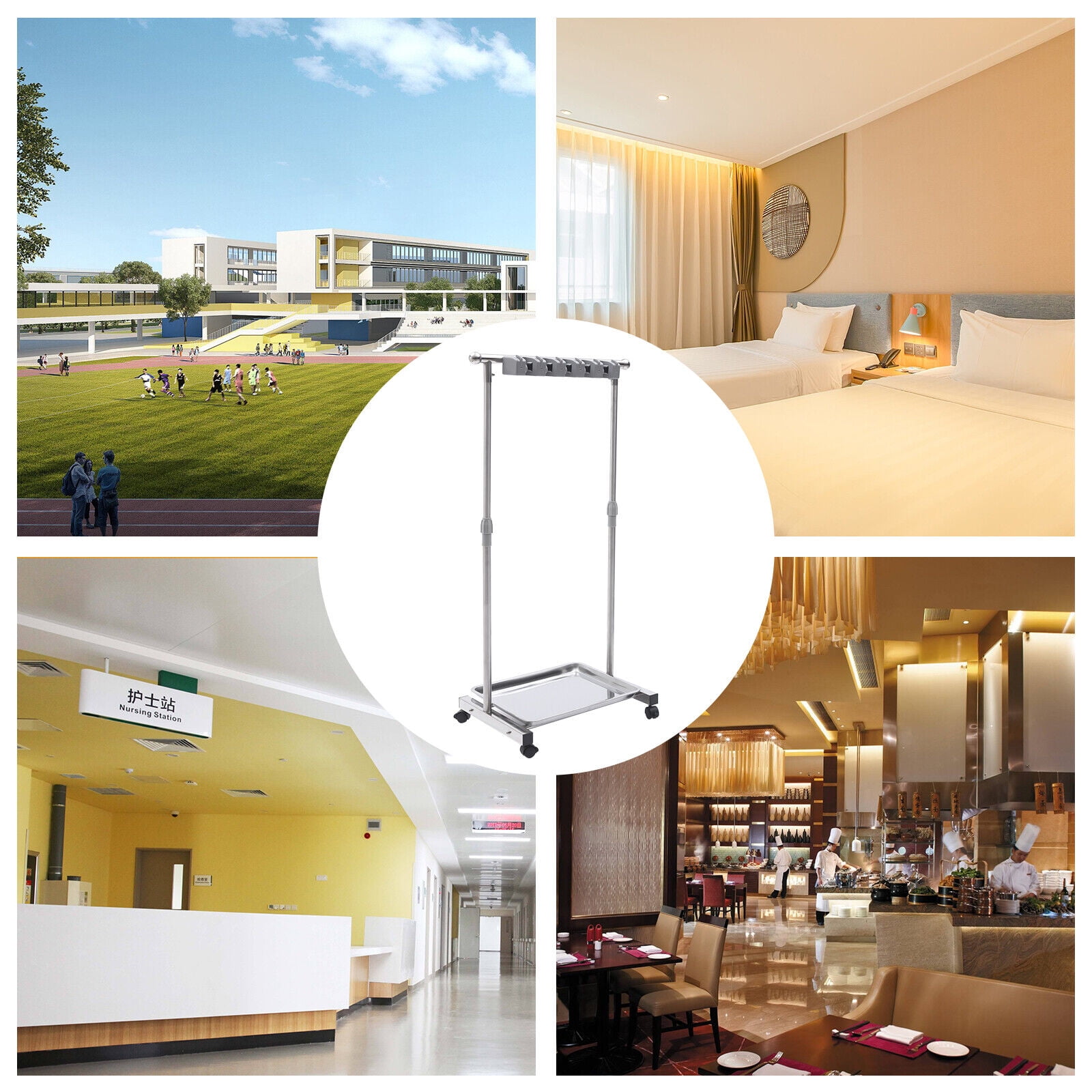 FETCOI Wet Mops Rack Movable Broom Holder Free-Standing Cleaning Tool ...