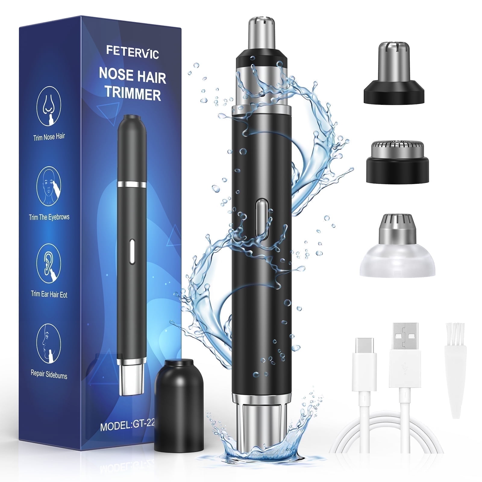 FETERVIC Nose Hair Trimmer for Men Women, Professional Painless USB ...