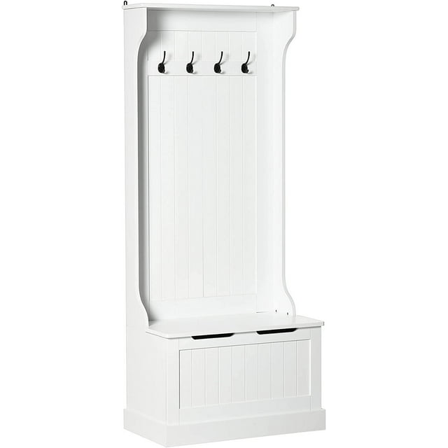 FETON 28" 3-In-1 Entryway Hall Tree with Storage Bench, Coat Rack with ...