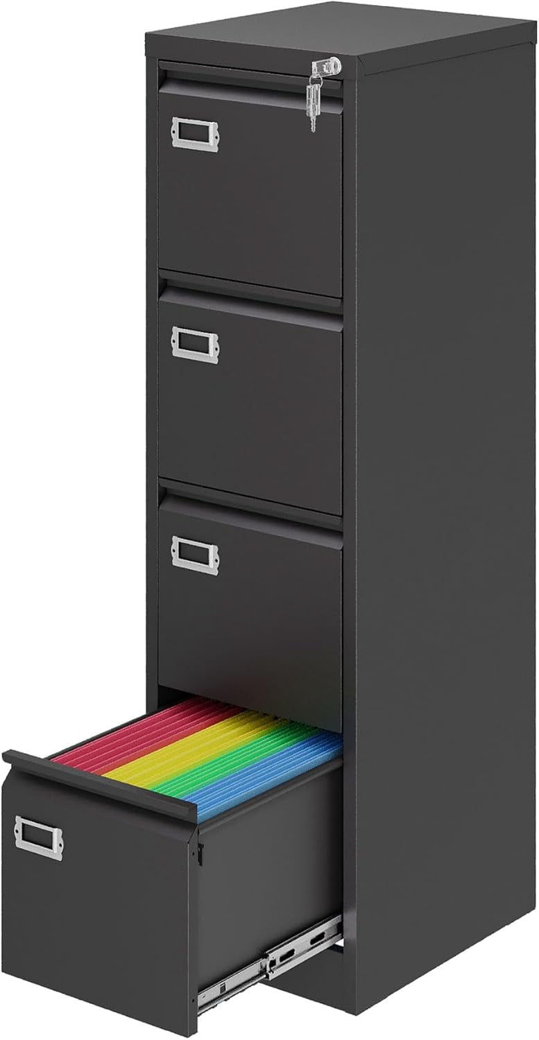 FETON 4 Drawer File Cabinet with Lock, Metal Filing Cabinets, Vertical ...