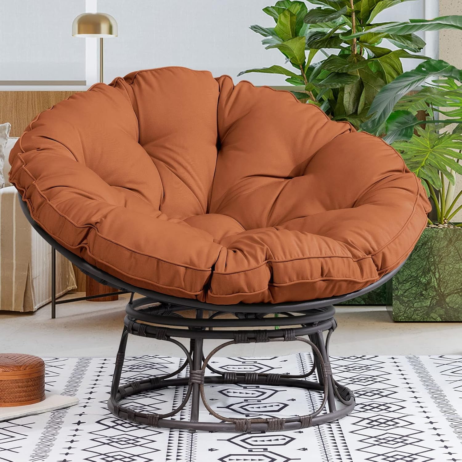 FETON 46'' Large Size Papasan Chair with Cushion and Frame Overstuffed ...