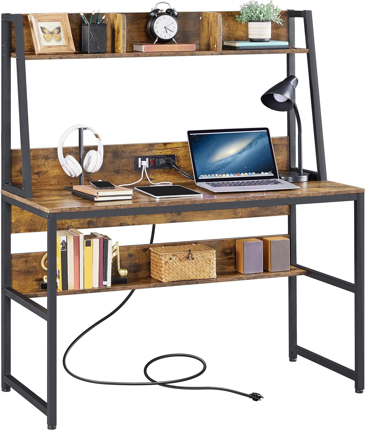 FETON 47 in Modern Computer Desk with Power Outlets and 2 USB Ports ...