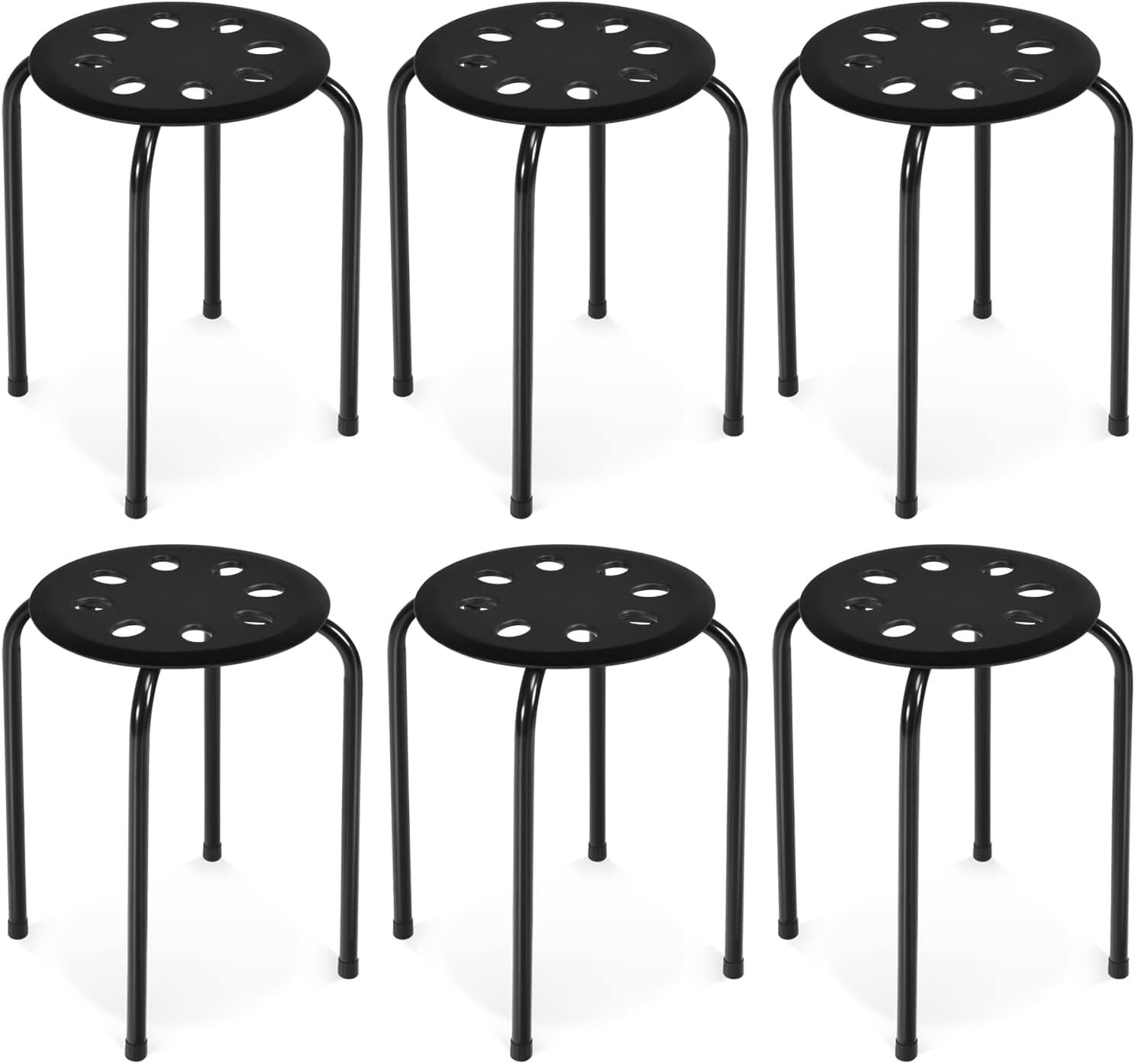 FETON 6-Pack Plastic Stack Stools, 17.5-Inch Portable Stackable Stools ...