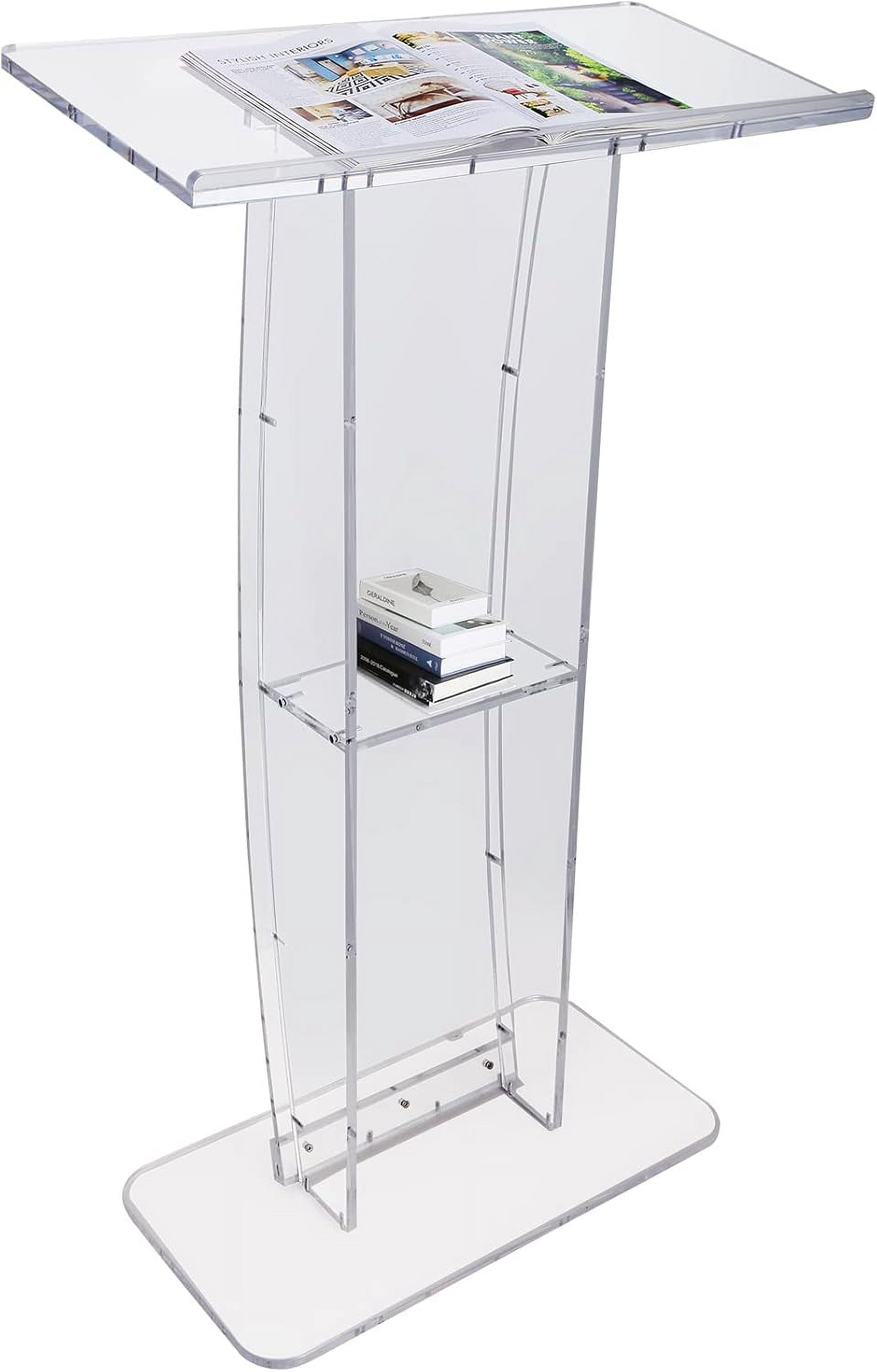 FETON Acrylic Podium, 47" Tall, Clear Acrylic Podium Stand with Wide ...