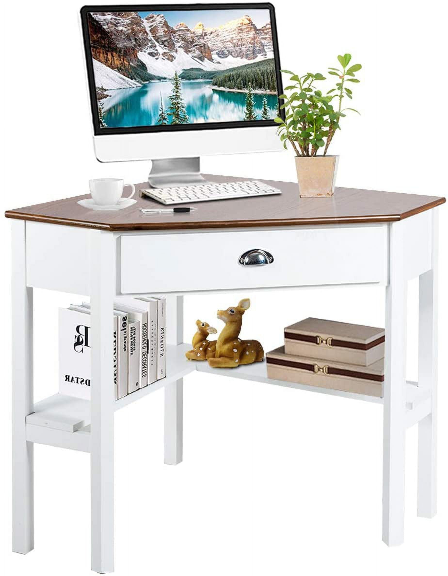 FETON Corner Desk, Corner Computer Desk with Drawer for Small Space ...