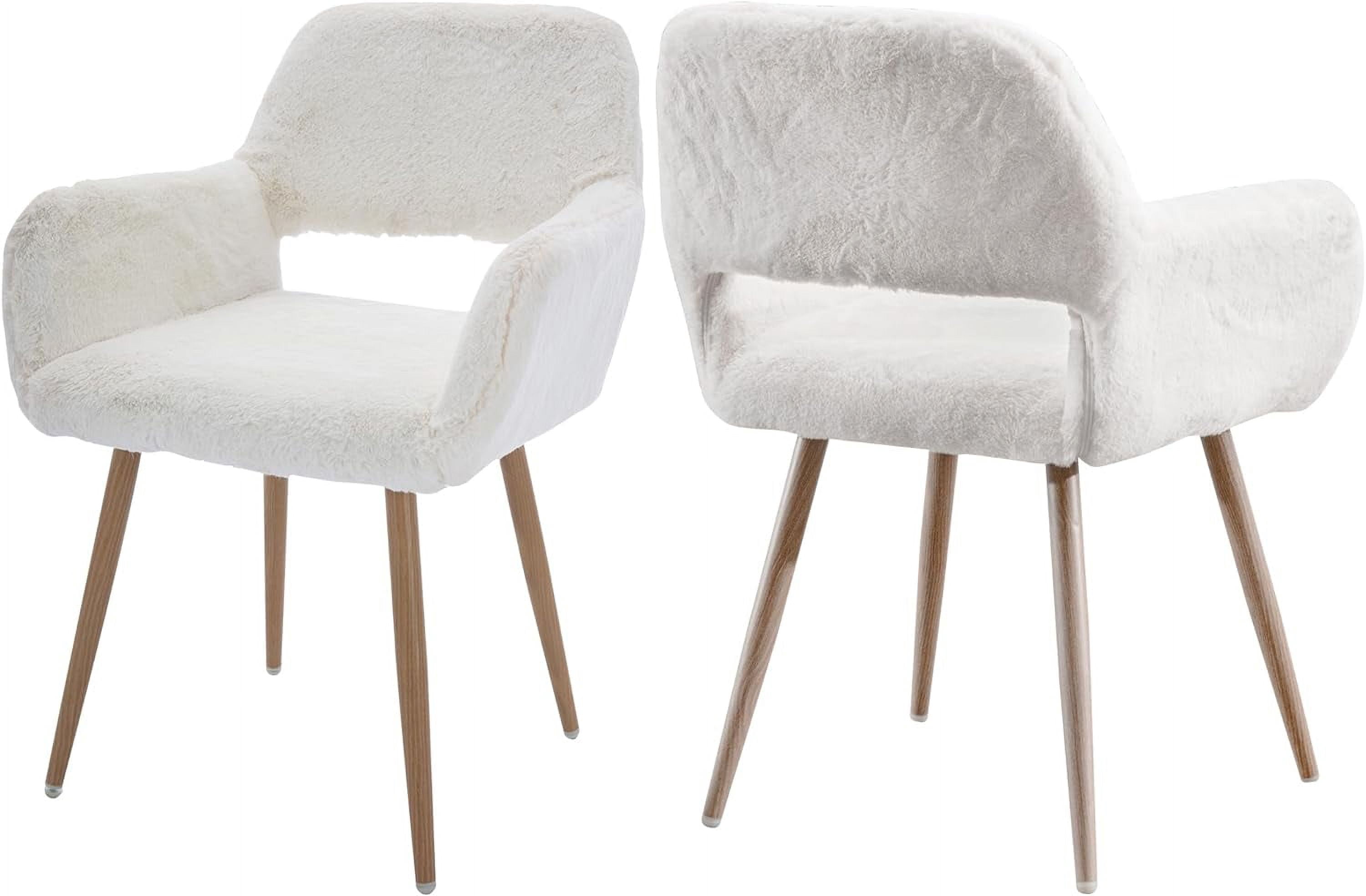 FETON Furry Desk Chair Set of 2, Modern Home Office Chair without ...