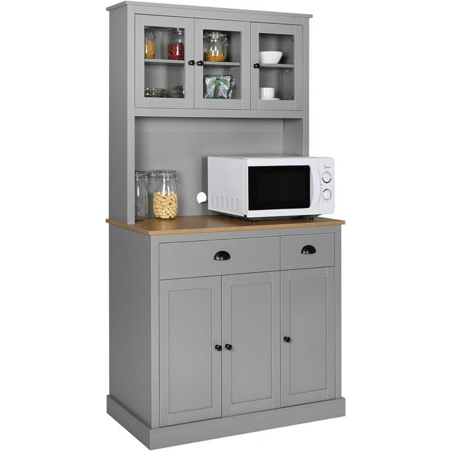 FETON Kitchen Pantry Storage Cabinet with Microwave Stand, 71 ...