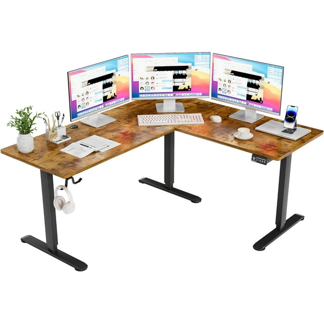 FETON L Shaped Standing Desk Adjustable 63 x 55 Inch Corner Stand up ...
