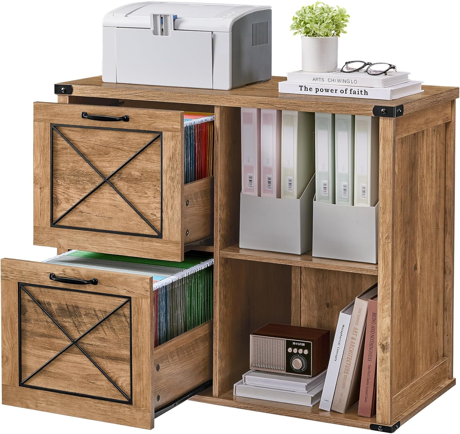 FETON Lateral File Cabinet, Filing Cabinet with 2 Drawers, Printer ...