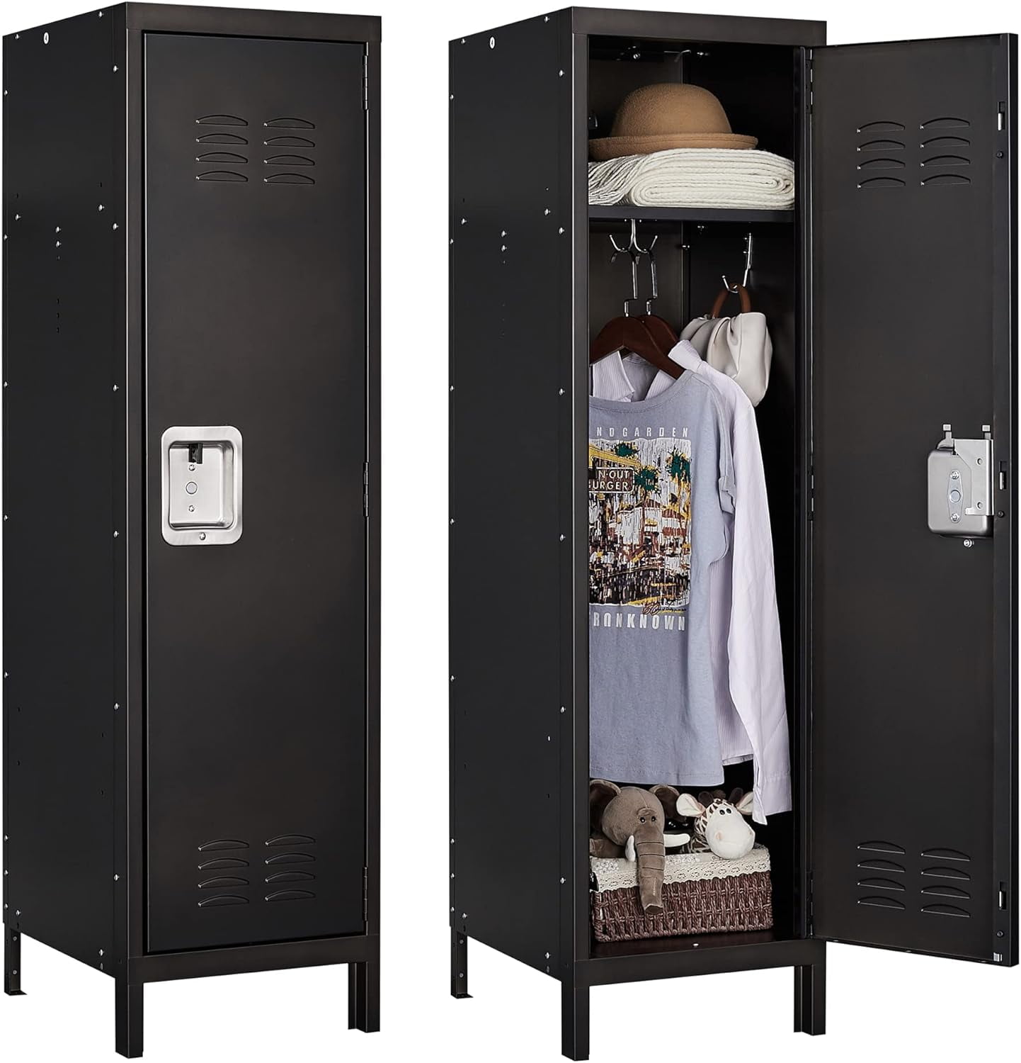 FETON Metal Locker with Lock,55" Storage Cabinet Steel Retro Wardrobe ...