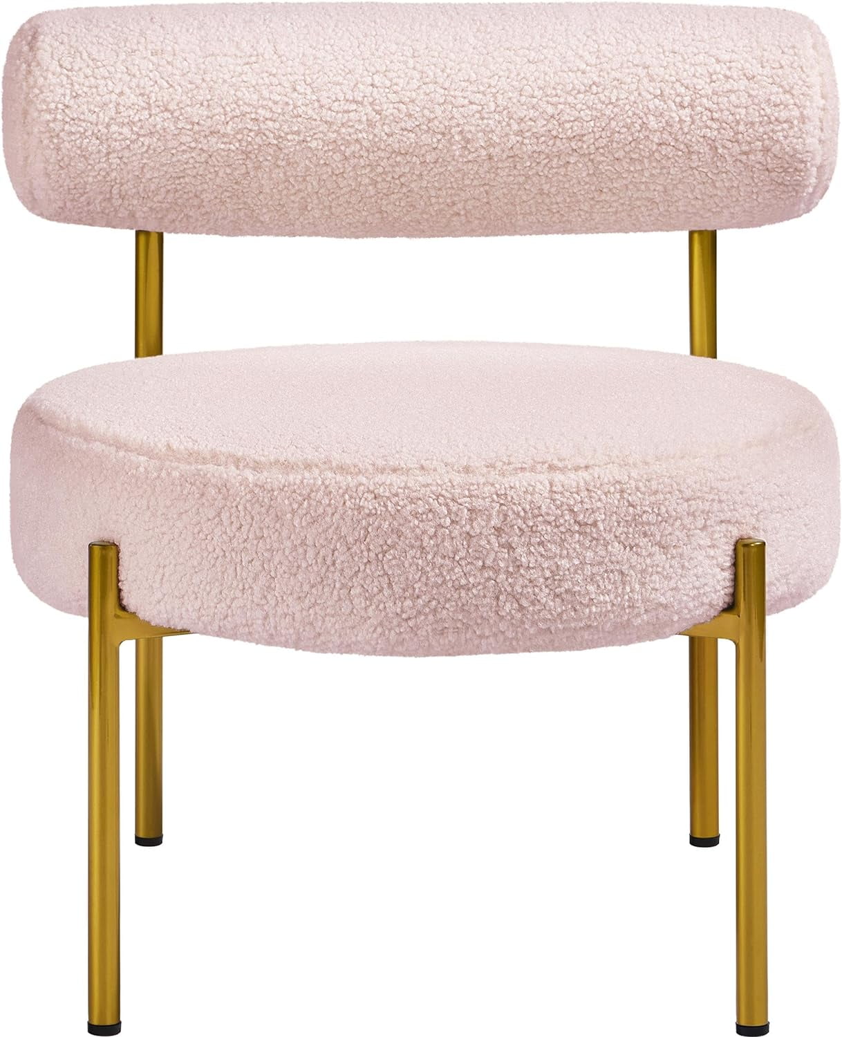 FETON Modern Vanity Chair, Boucle Fabric Accent Chair with Gold Metal ...