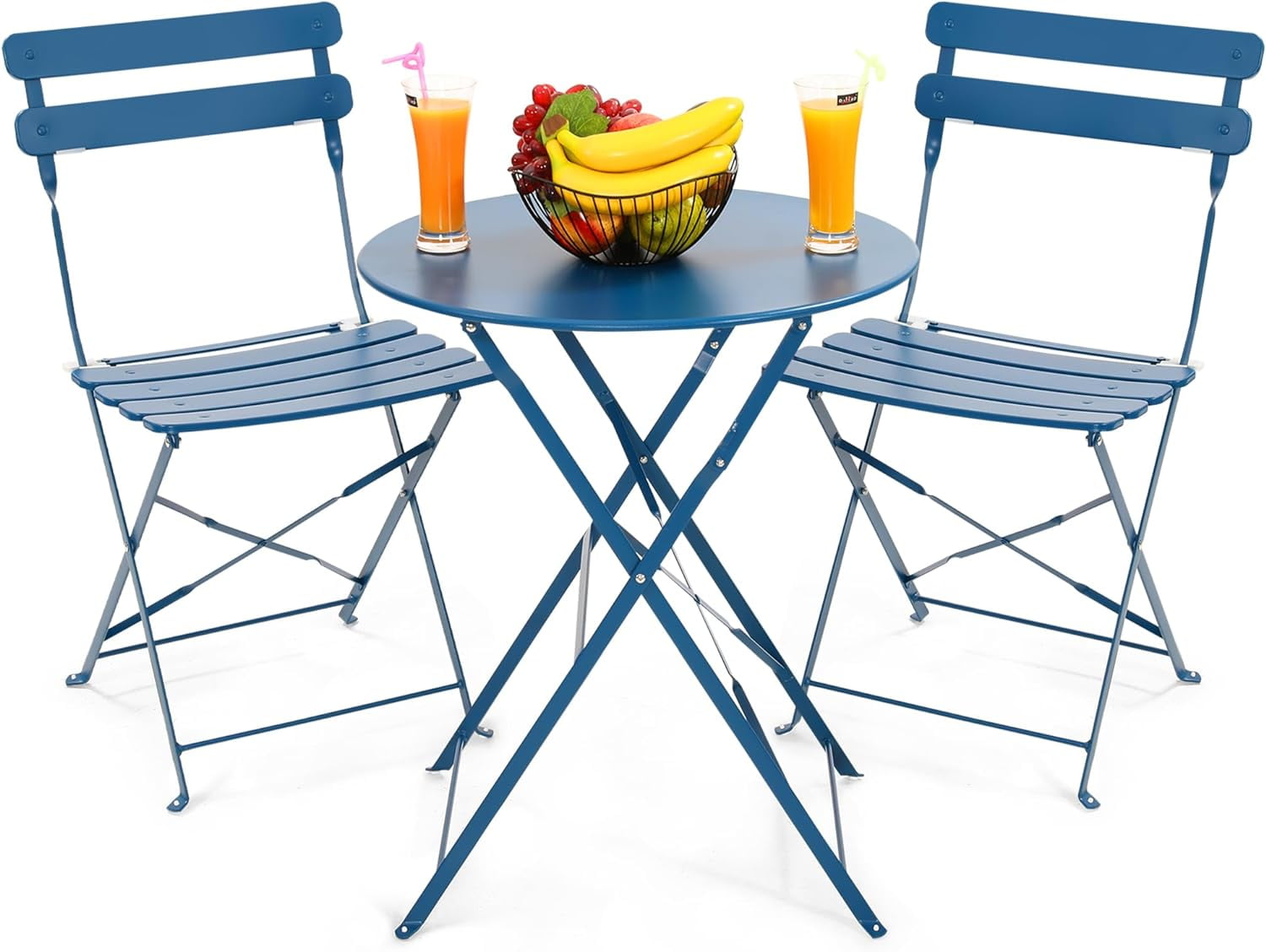 FETON Outdoor 3 Pieces Bistro Set, French Cafe Bistro Set, Folding ...