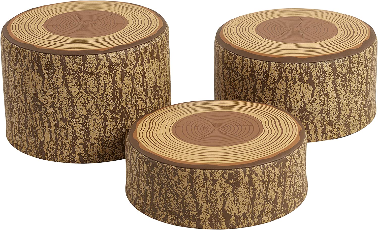 FETON SoftZone Tree Stump Stool Set, Flexible Seating, Chocolate, 3 ...