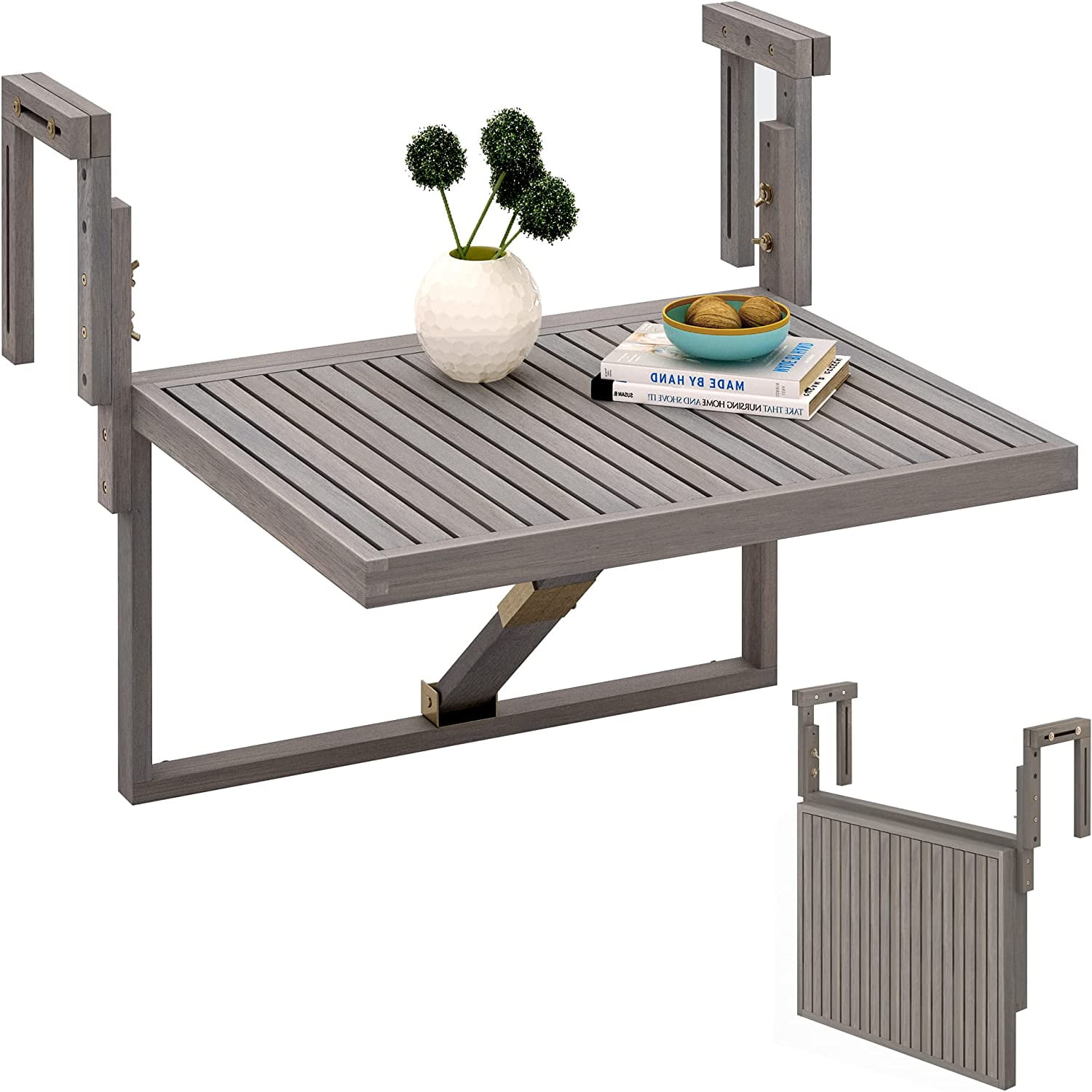 FETON Toronto Balcony Folding Deck Table, Outdoor Hanging Railing Bar ...