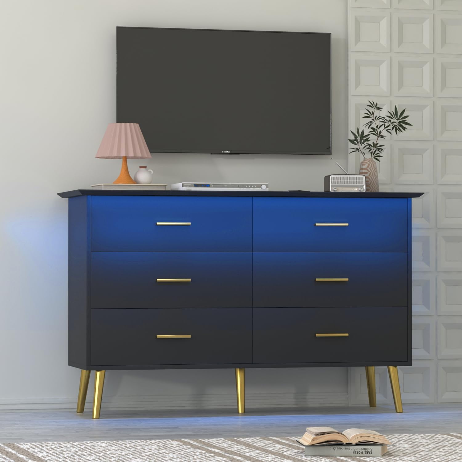 FETON White Dresser for Bedroom with 6 Drawers, White Natural Wood ...