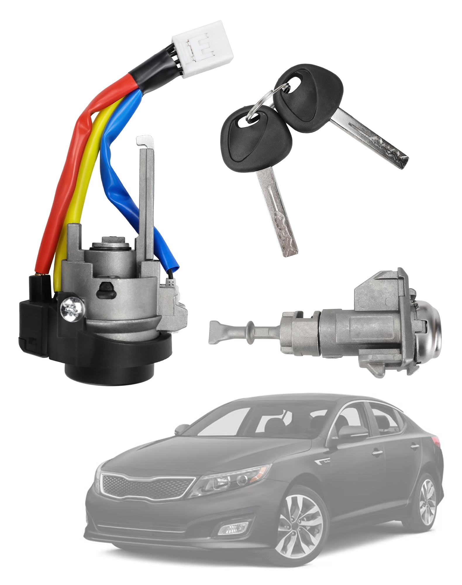 FEXON Ignition Lock Cylinder Switch with Door Lock Cylinder Left Driver ...
