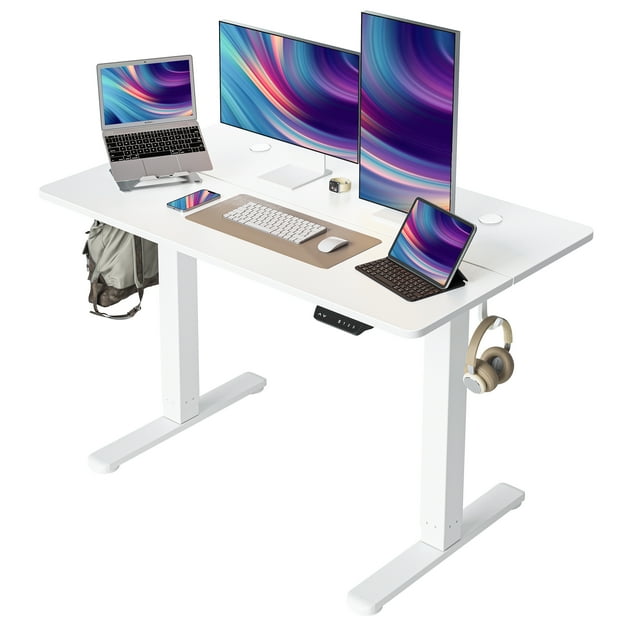 FEZIBO 48" x 24" Height Adjustable Standing Desk, Electric Stand Up ...