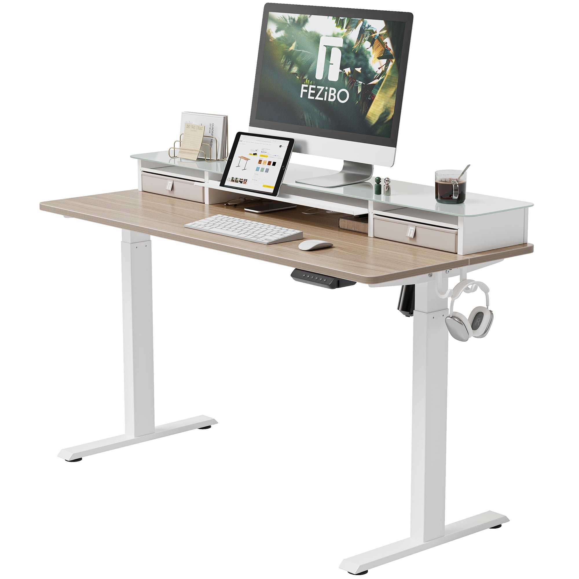 FEZIBO Electric Standing Desk 48x24 Inch, Adjustable Workstation with ...