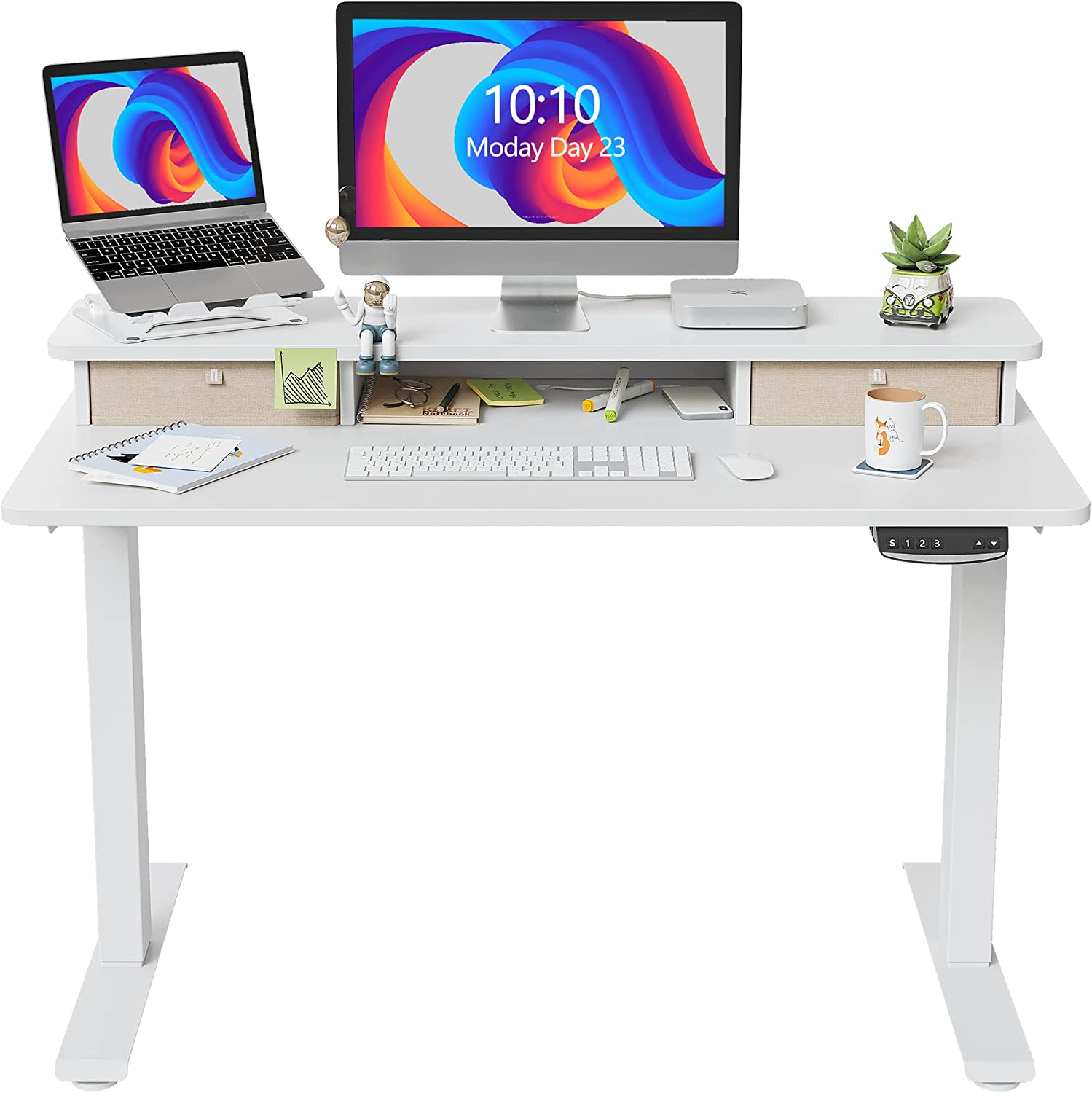 FEZIBO 48 x 24 Inch Height Adjustable Electric Standing Desk with ...