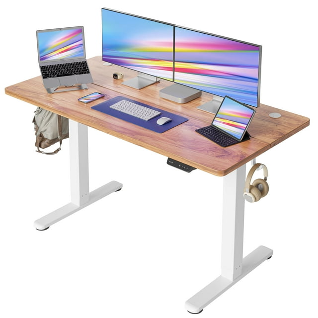 FEZIBO 55" x 24" Height Adjustable Standing Desk, Electric Stand Up ...