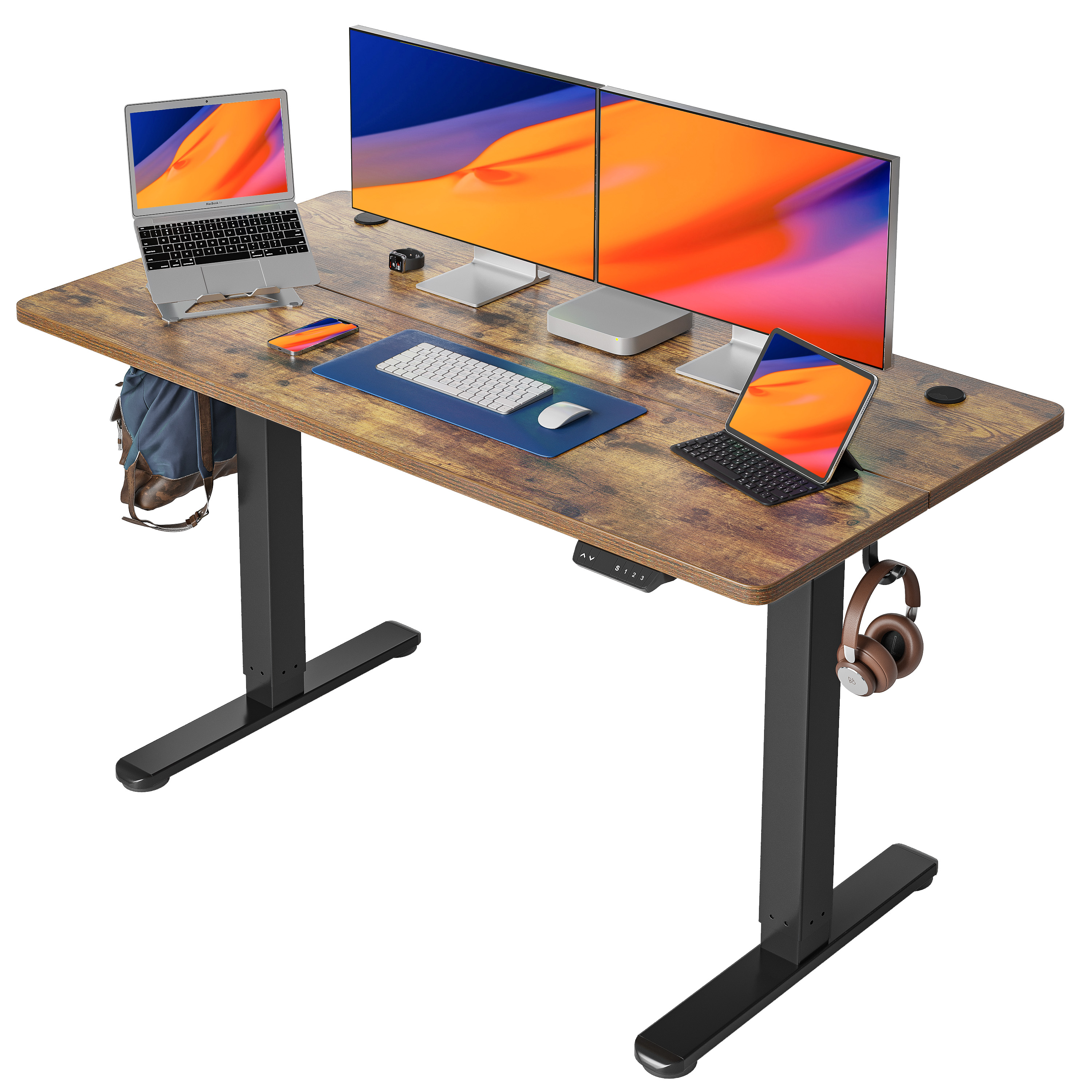 FEZIBO Triple Motor L Shaped Standing Desk with Three Drawers, 63 ...
