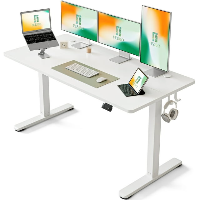 "FEZIBO Adjustable Standing Desk 63""x24"", Electric Stand Up Table ...