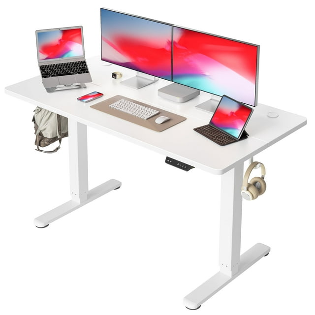 FEZIBO Height Adjustable Standing Desk, 63"x24" Electric Stand-Up Home ...