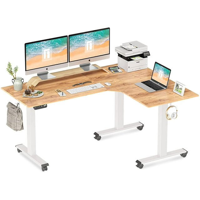 FEZIBO 63x48 Inch Triple Motor L Shaped Standing Desk Reversible ...