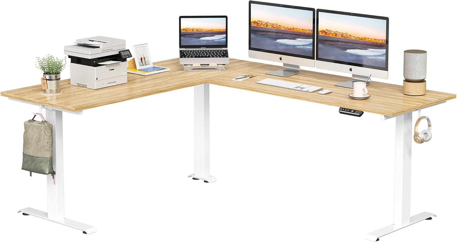 FEZIBO 75 Inches, Supports Over 300lbs, L Shaped Standing Desk ...