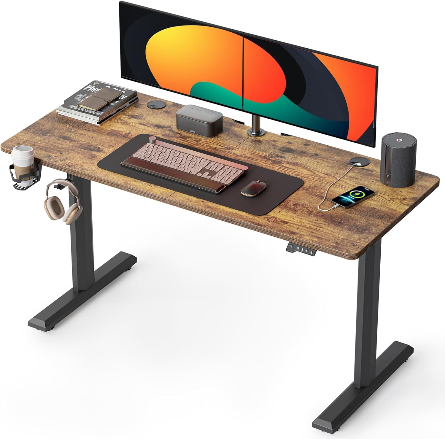 FEZIBO Height Adjustable Electric Standing Desk, 55 x 24 Inches Stand ...