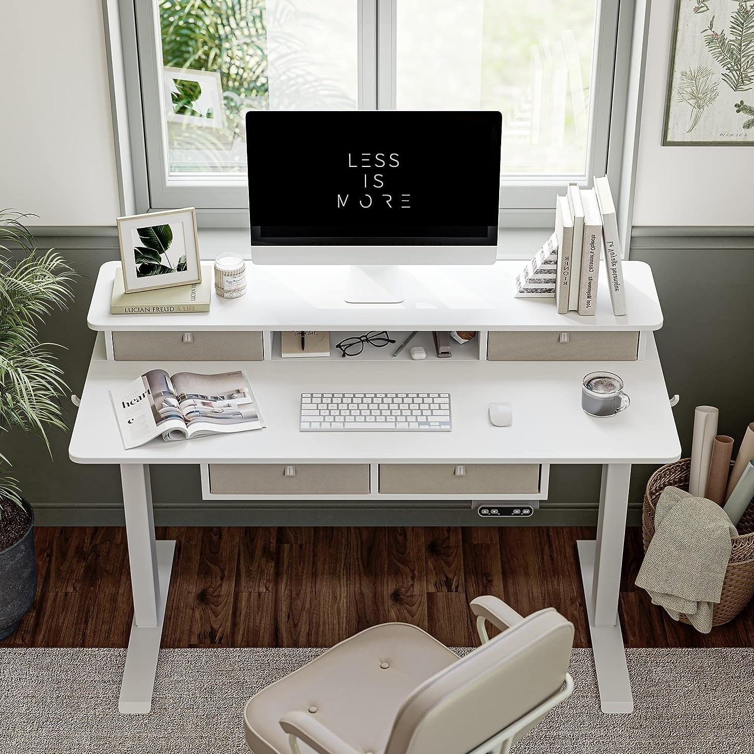 FEZIBO/Home Office Furniture/Wood/Standing Desk With 4 Drawers/Desks 55 ...