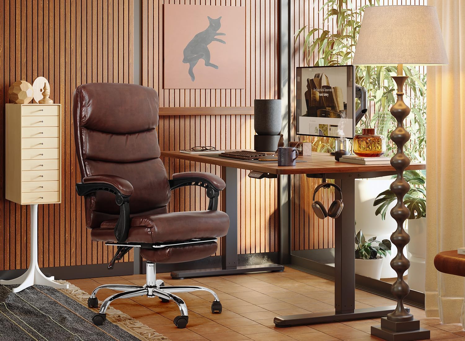 FEZIBO Office Computer Task Desk Chair with Padded Armrests, Executive ...