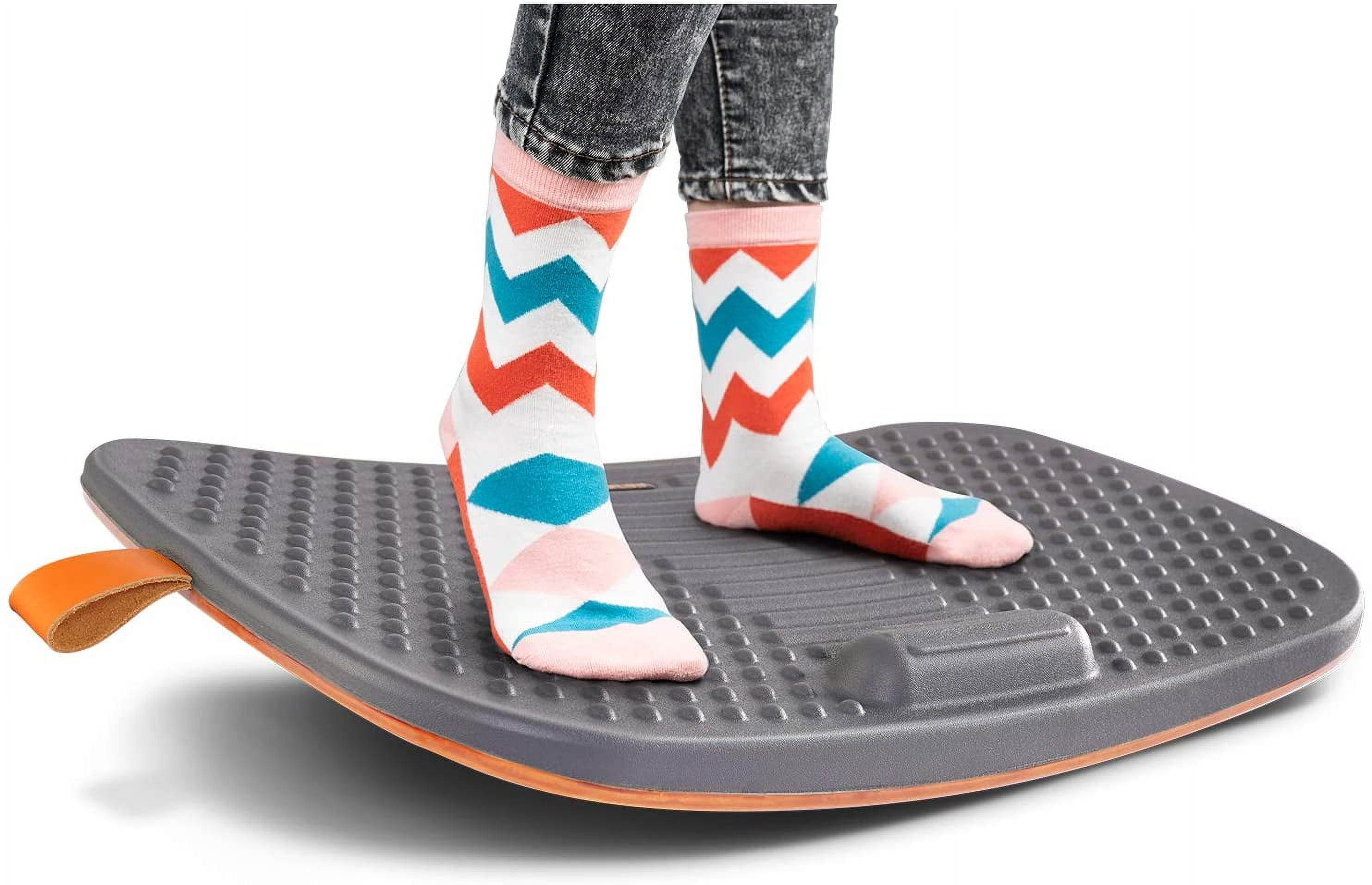 FEZIBO Standing Desk Mat with Anti Fatigue Bar, Wooden Wobble Balance ...