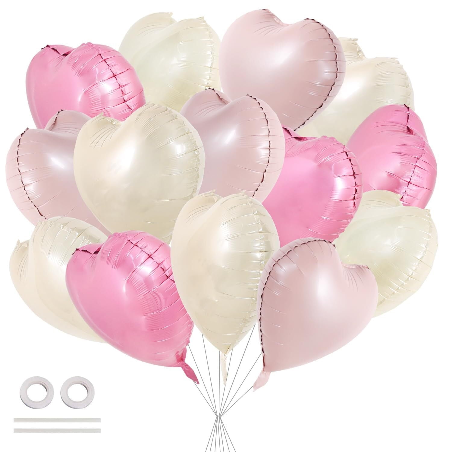FF. 30Pcs 18 Inch Baby Pink Heart Balloons Pastel Pink Heart Shape Foil ...