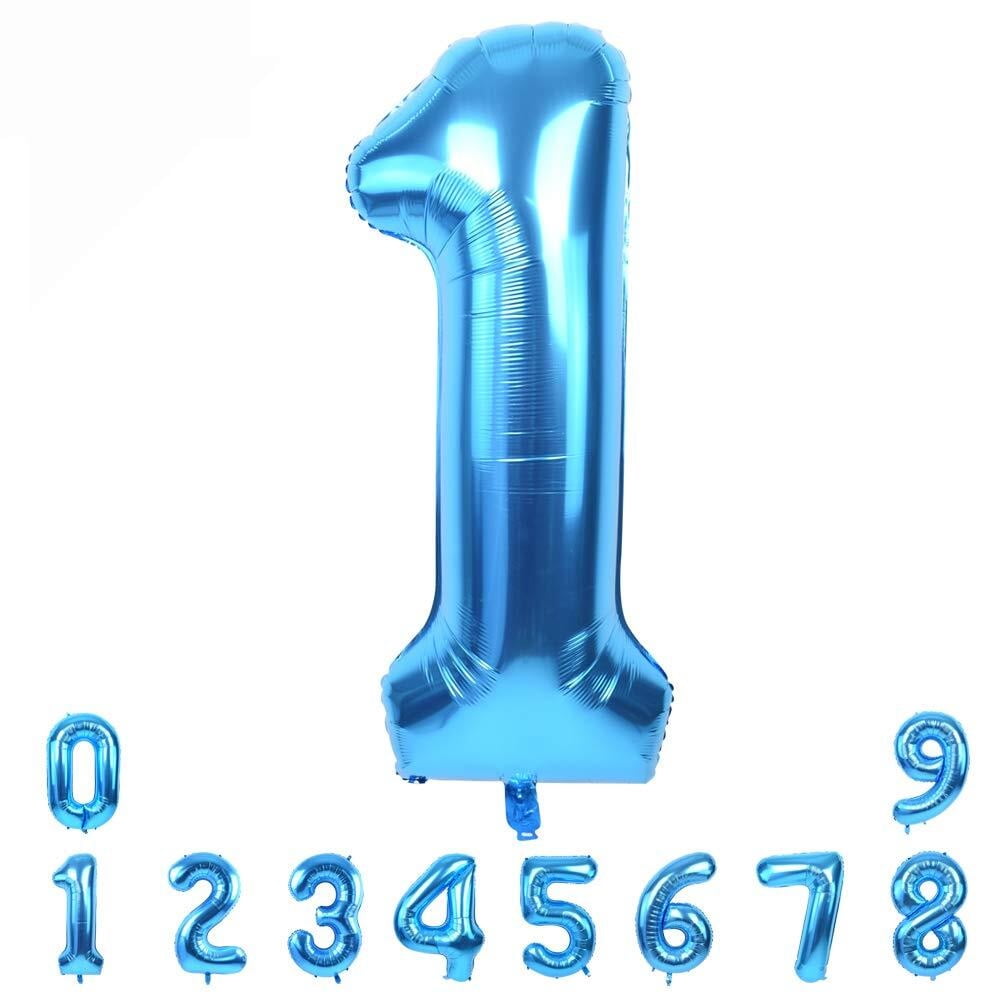 FF. 40 Inch Blue Large Numbers Balloon 0-9 Birthday Party Decorations ...