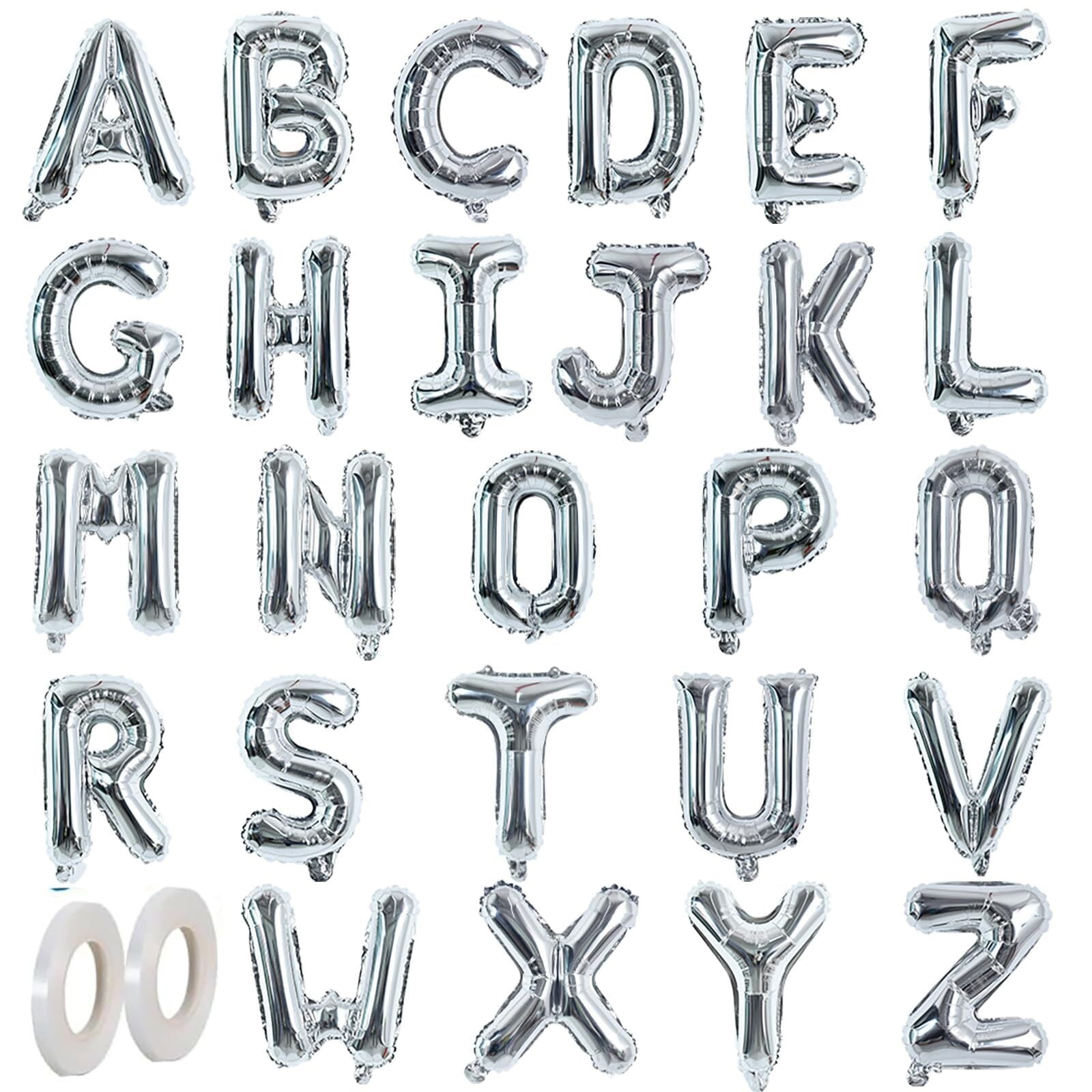 FF. 52 Pieces 16 Inch Silver Letter A-Z Balloons,Custom Phrase Mylar ...