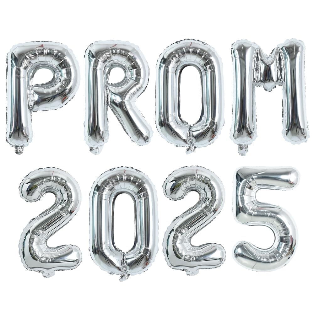 FF. Prom 2025 Balloons - 16 Inch Silver Prom Letter Foil Balloons ...