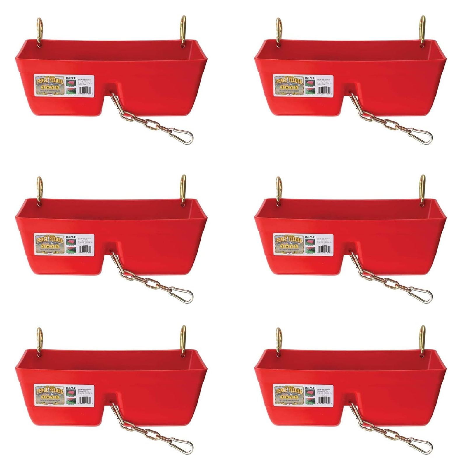 FF16RED 9 Quart Heavy Duty Plastic Feed Trough Bucket Fence Feeder with ...
