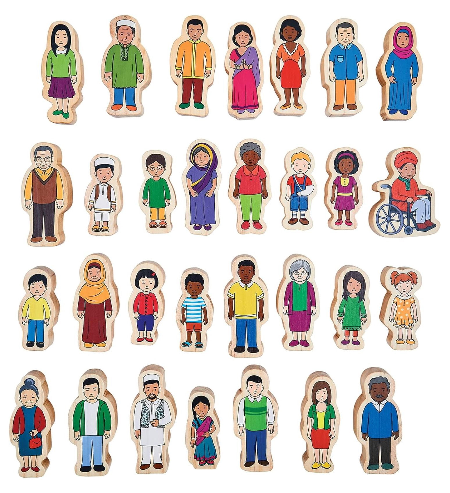 FF420 My Family - Set of 30 - Ages 1+ - Inclusive Wooden Blocks for ...