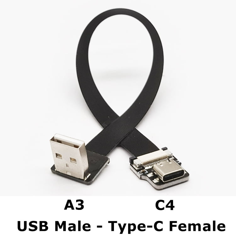 FFC USB A to Type C Right Angle Plug Type-C Data Cable Android Super ...