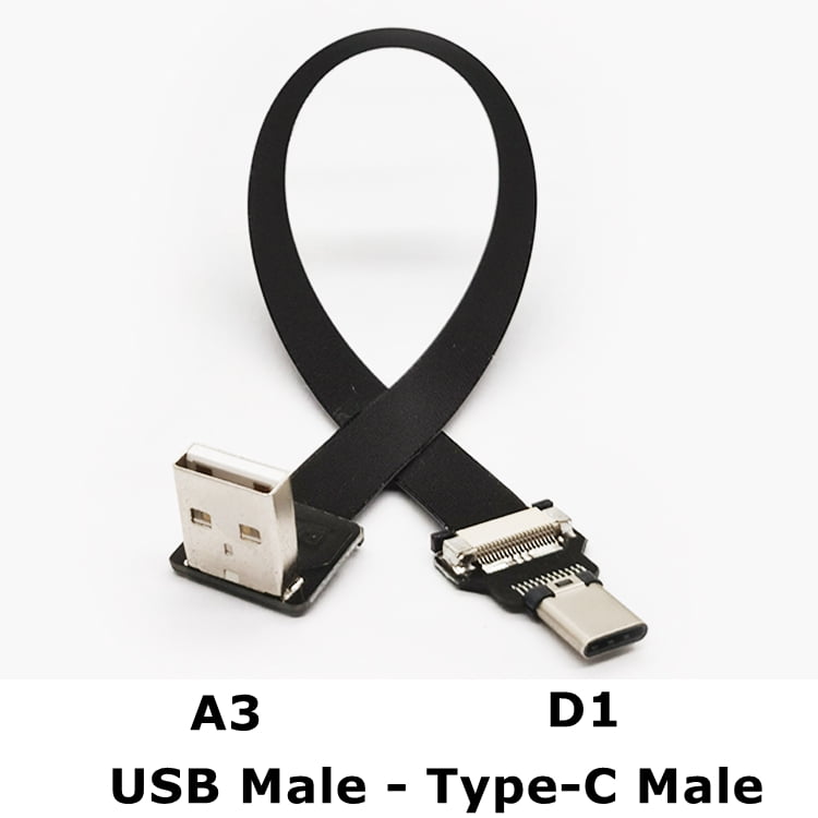 FFC USB A to Type C Right Angle Plug Type-C Data Cable Android Super ...
