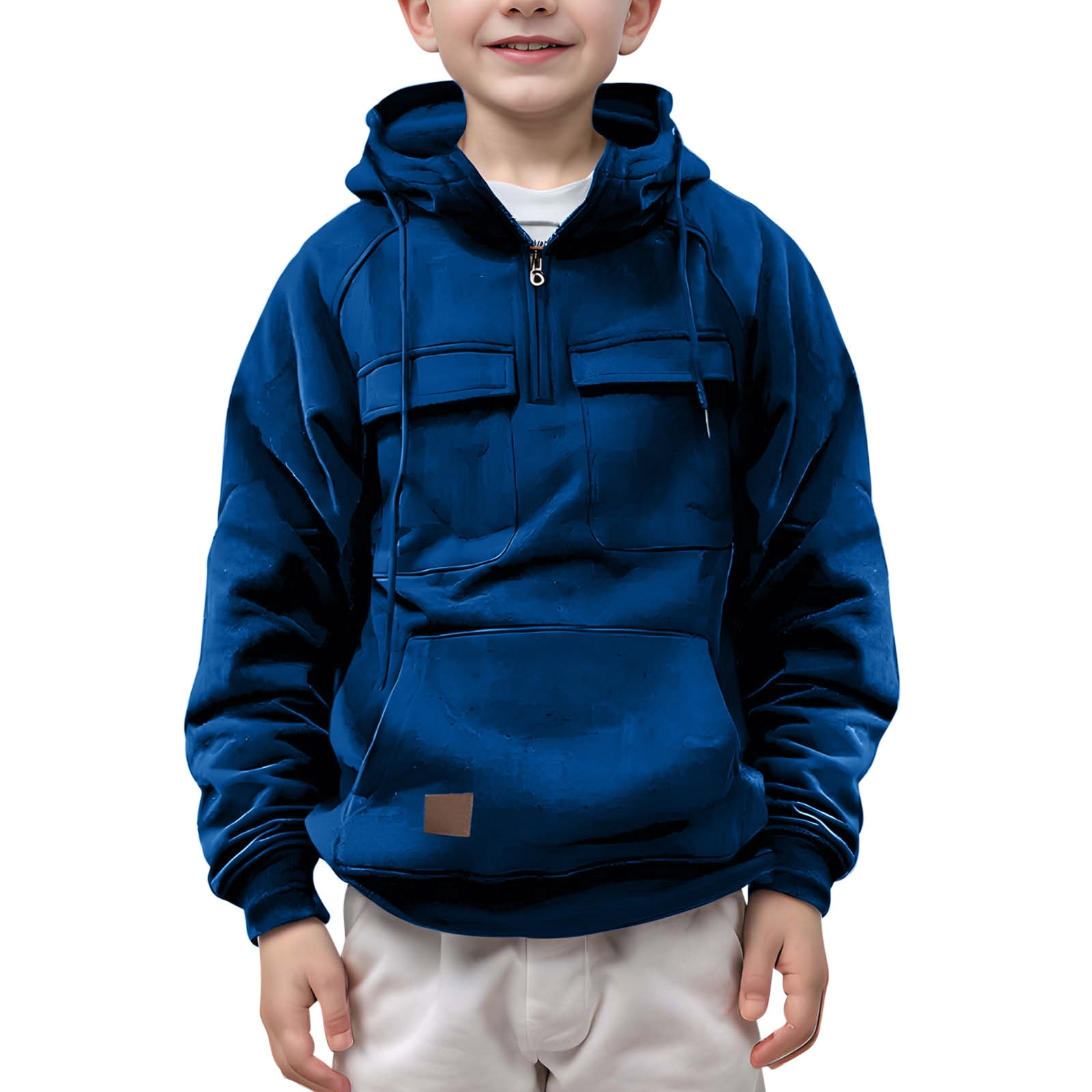 FFENYAN Boys Half Zip Hooded Sweatshirt Long Sleeve Pullover Tops Kids ...