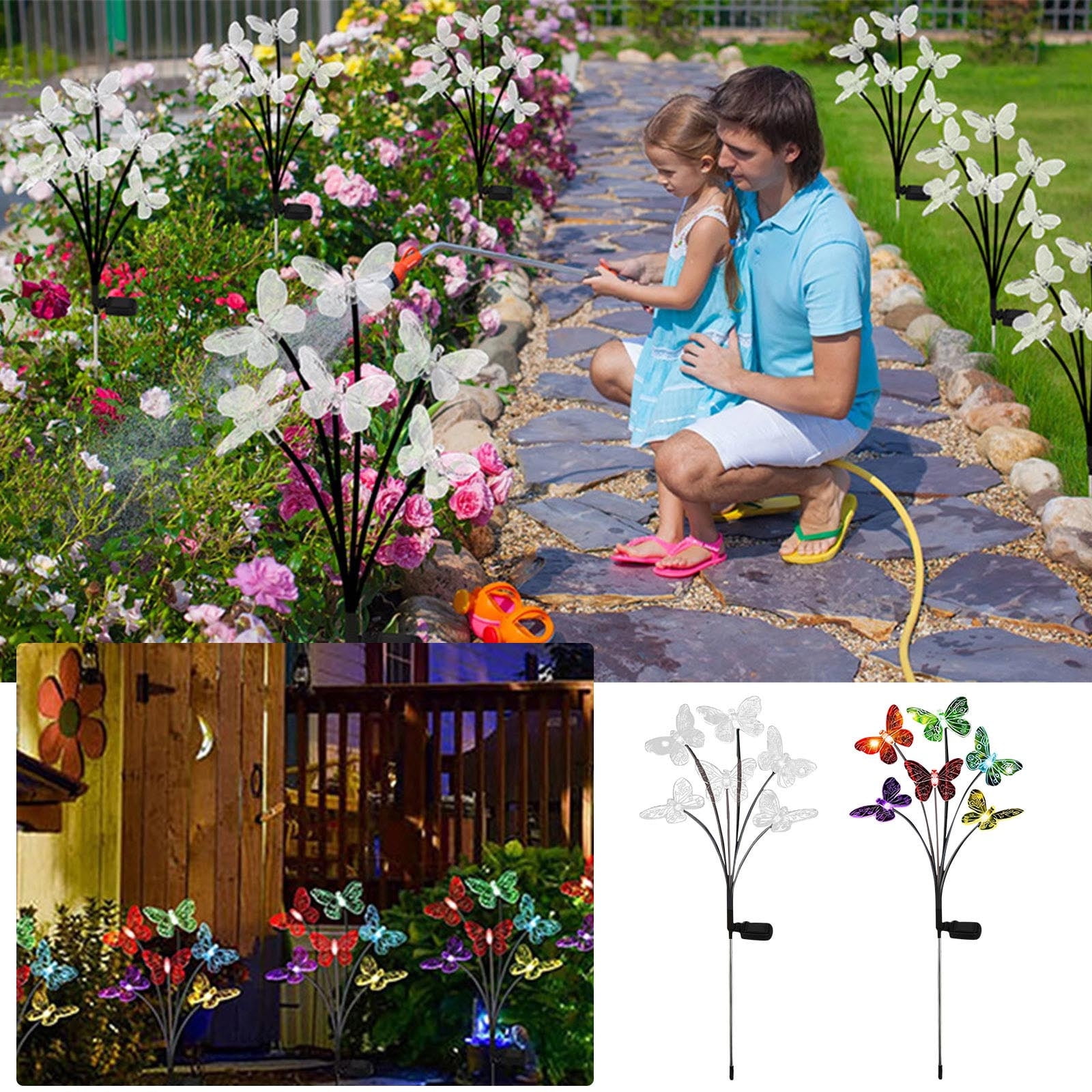 FFENYAN Butterflies Solar Decorative Street Lights Solar Powered ...