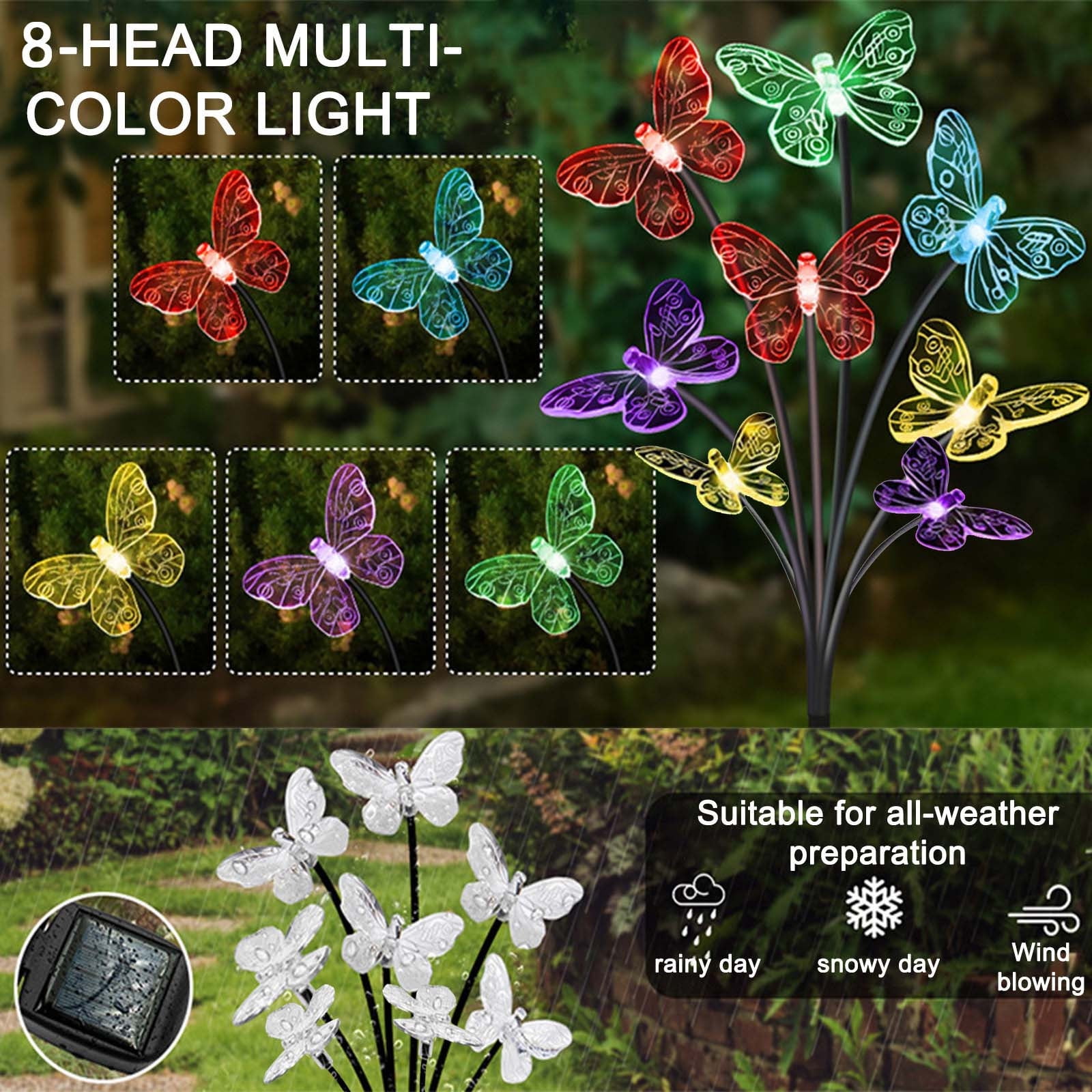 FFENYAN Butterflies Solar Decorative Street Lights Solar Powered ...