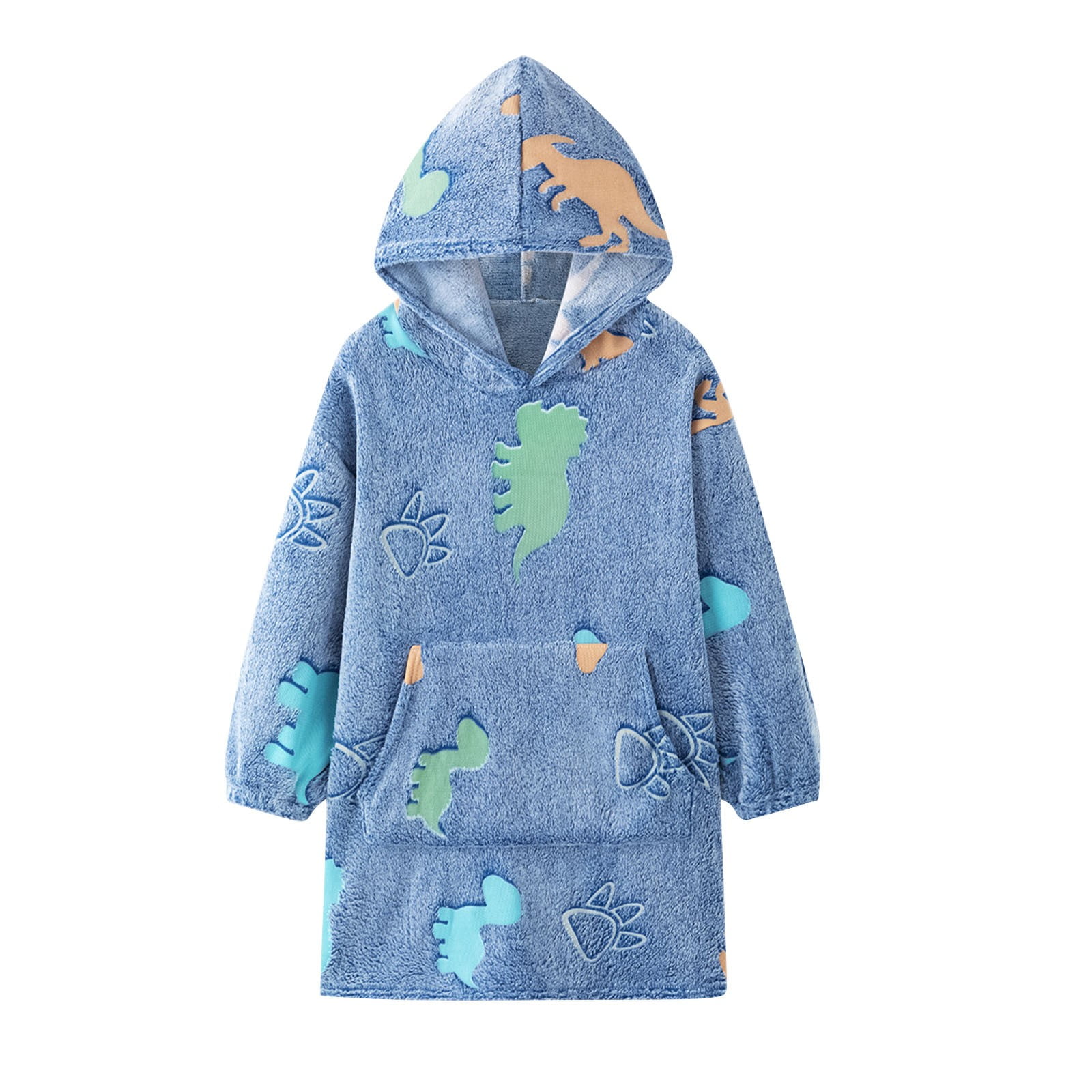 FFENYAN Cozy Dino Print Fleece Pajamas for Kids Cute Glow-in-the-Dark ...
